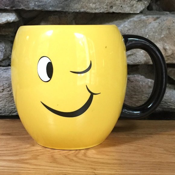 Dining | Russ Smile Wink Mug Smiley Face Yellow Cup Emoji | Poshmark
